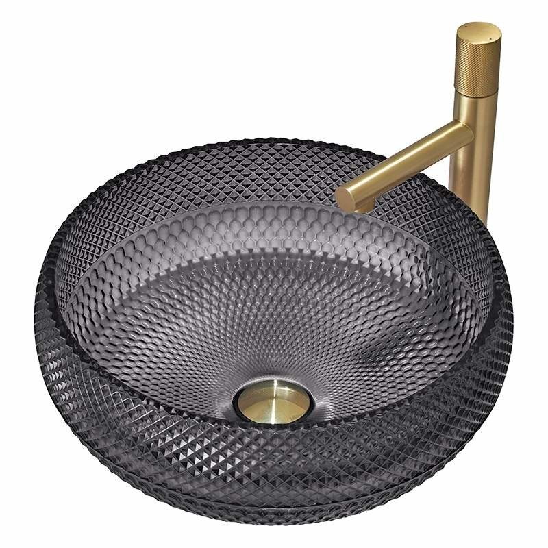 Italian Design Crystal Glass Vessel Basins Transparent Black Color ...