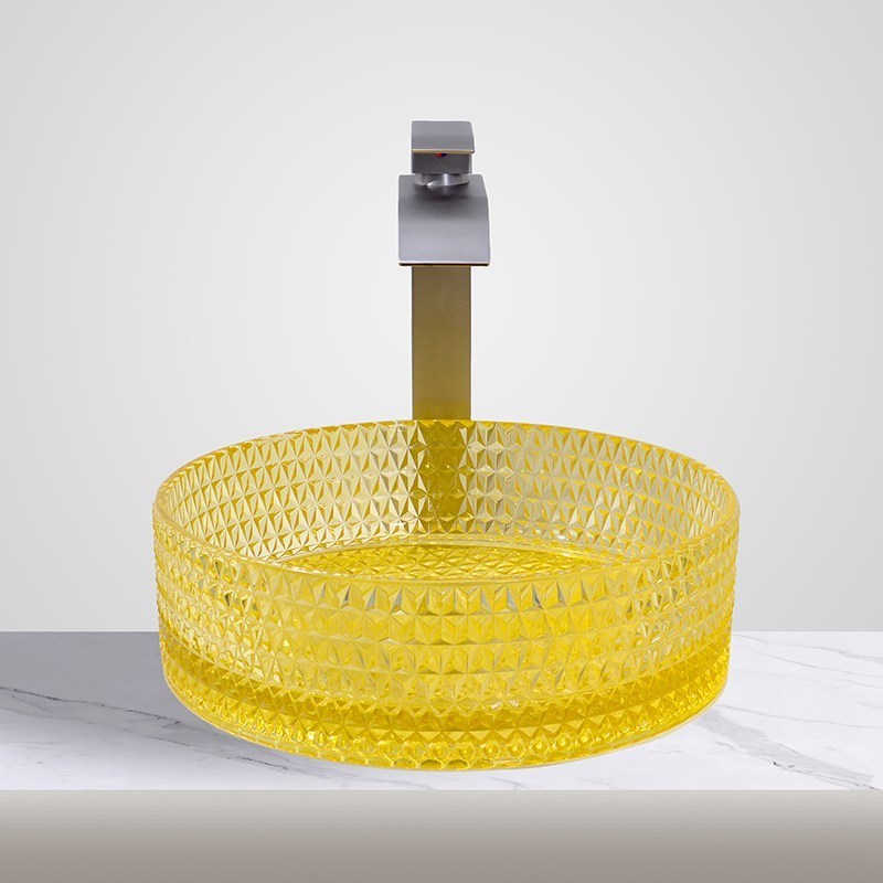 Modern Cylinder Glass Washing Basin Bathroom Cabinet Sinks Transparent ...